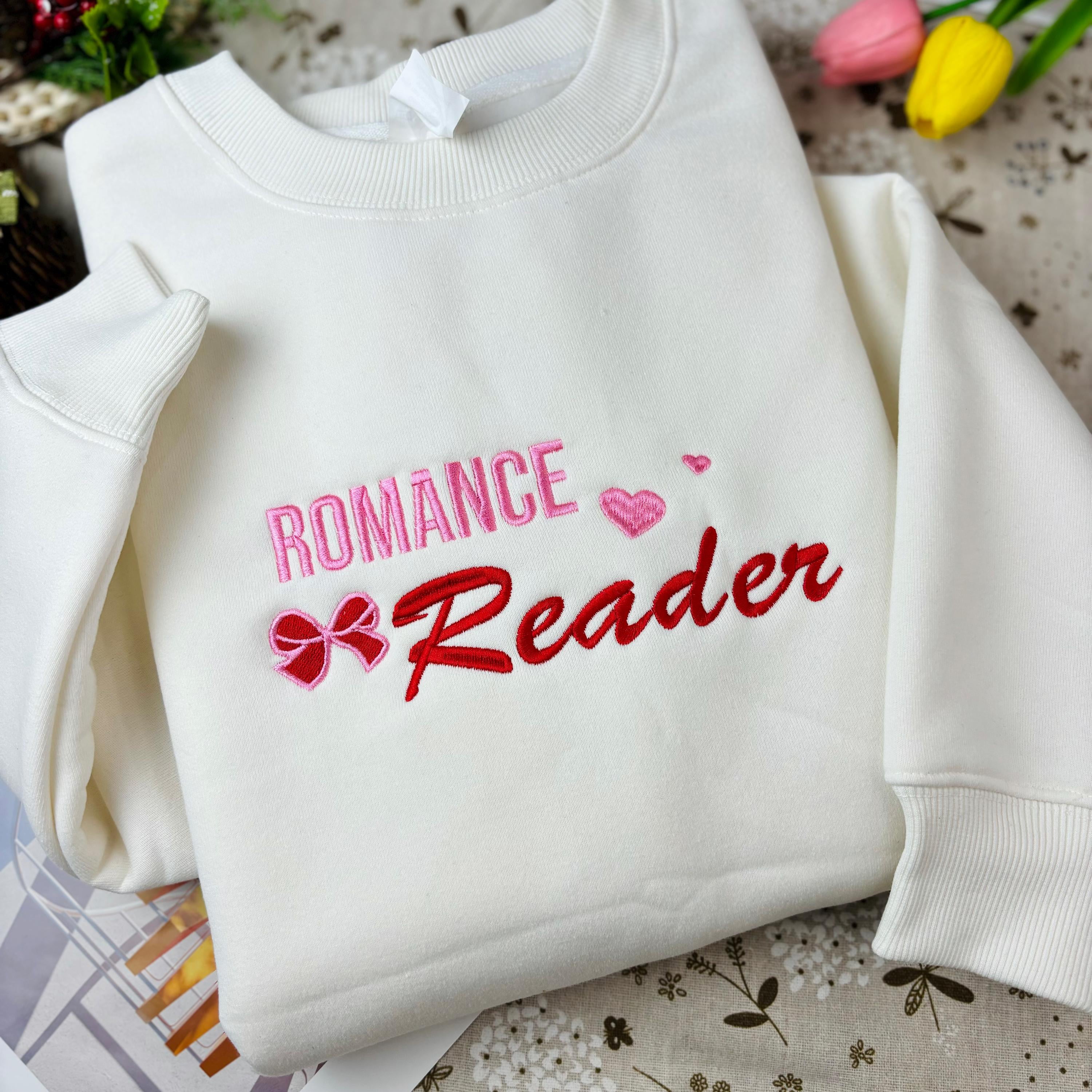 Embroidered Romance Reader Sweatshirt, Book Lover Embroidered ...