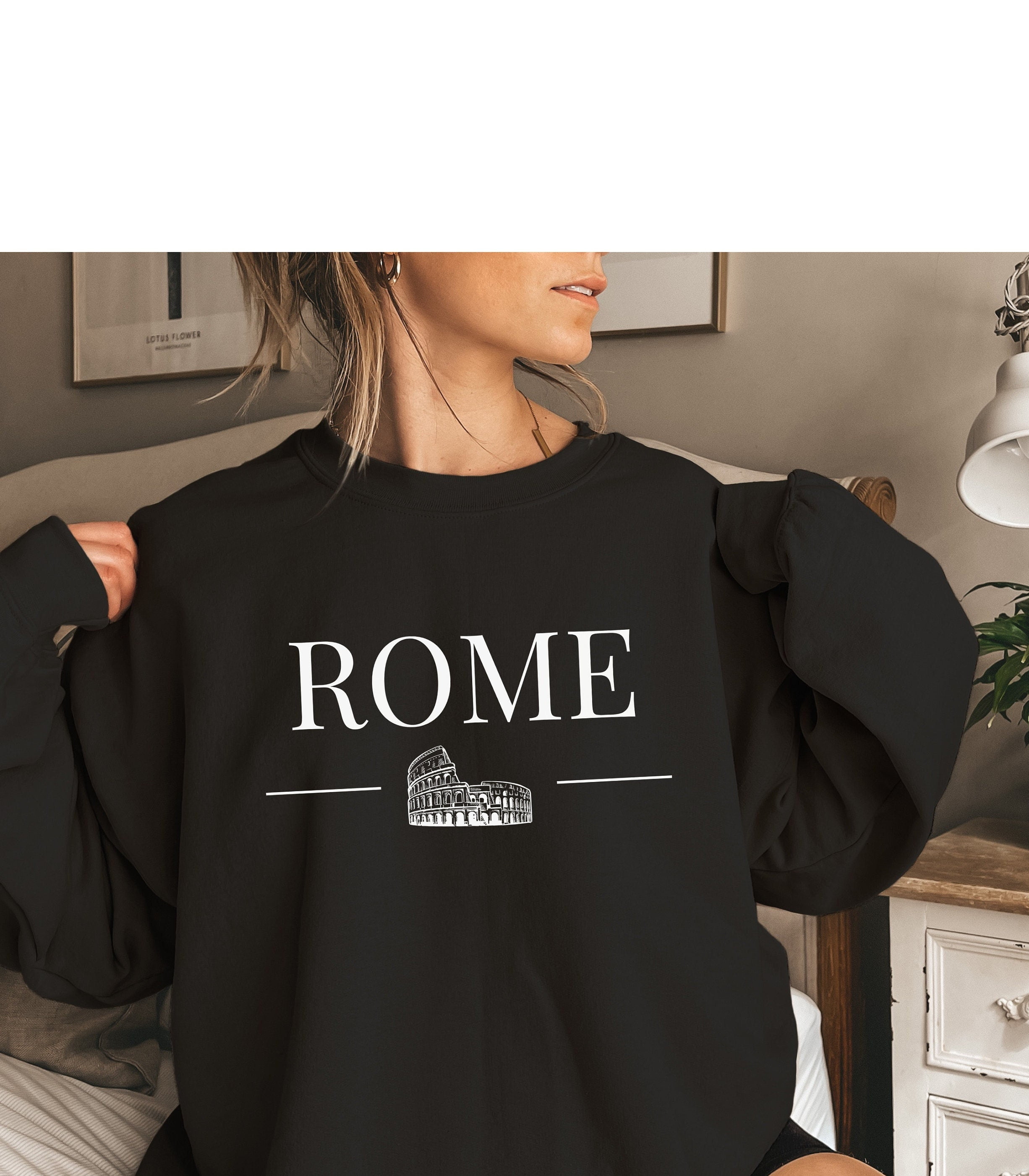 Embroidered Rome Colosseum Sweatshirt, Trendy Minimalist Shirt, Travel ...