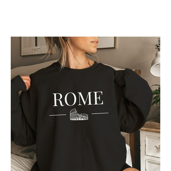Embroidered Rome Colosseum Sweatshirt, Trendy Minimalist Shirt, Travel ...