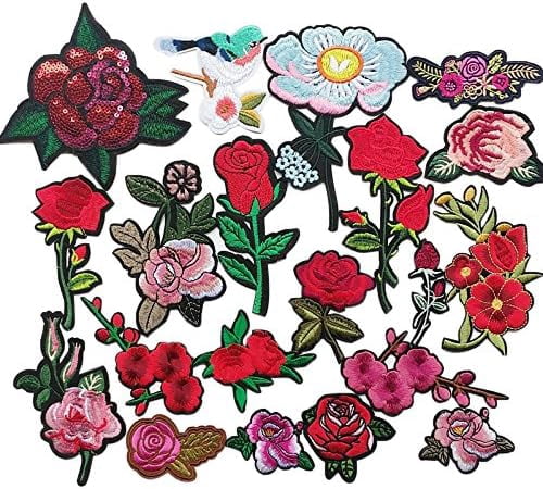Embroidered Rose Flower Patch 20 Pack Iron On And Sew On Assorted ...