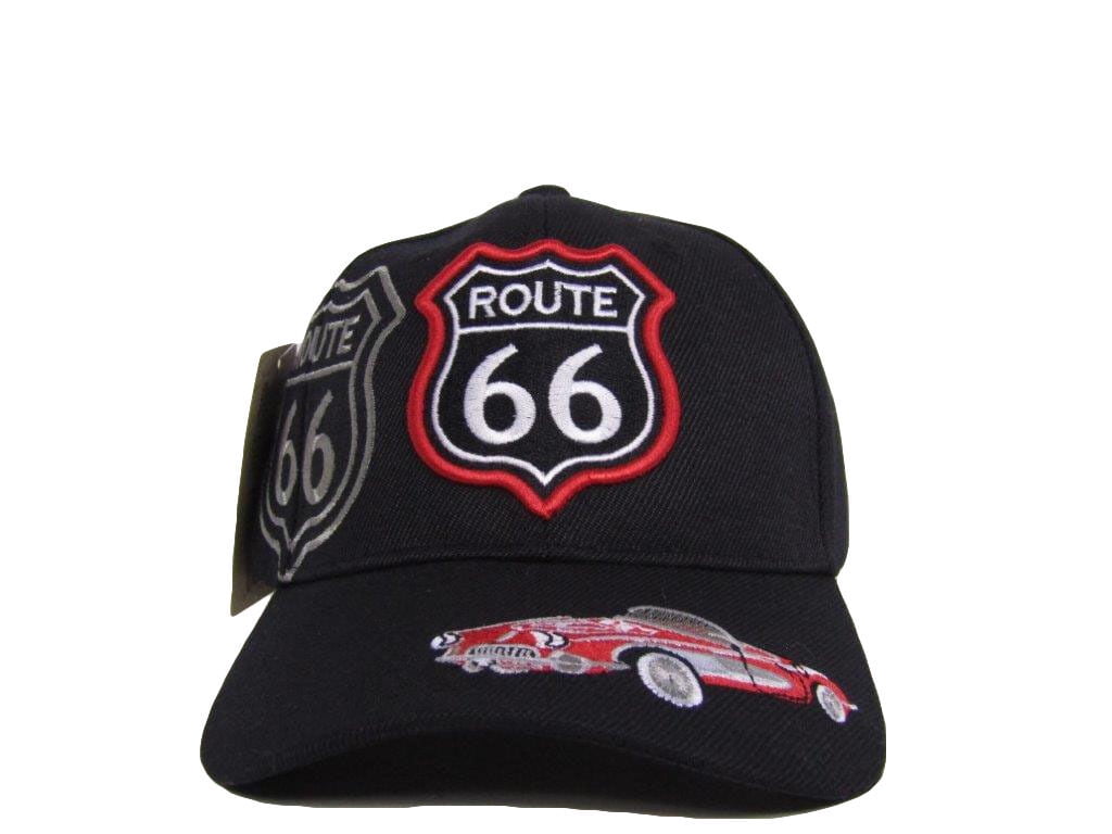 Embroidered Route 66 Rte 66 Black Shadow baseball style ball Cap Hat ...