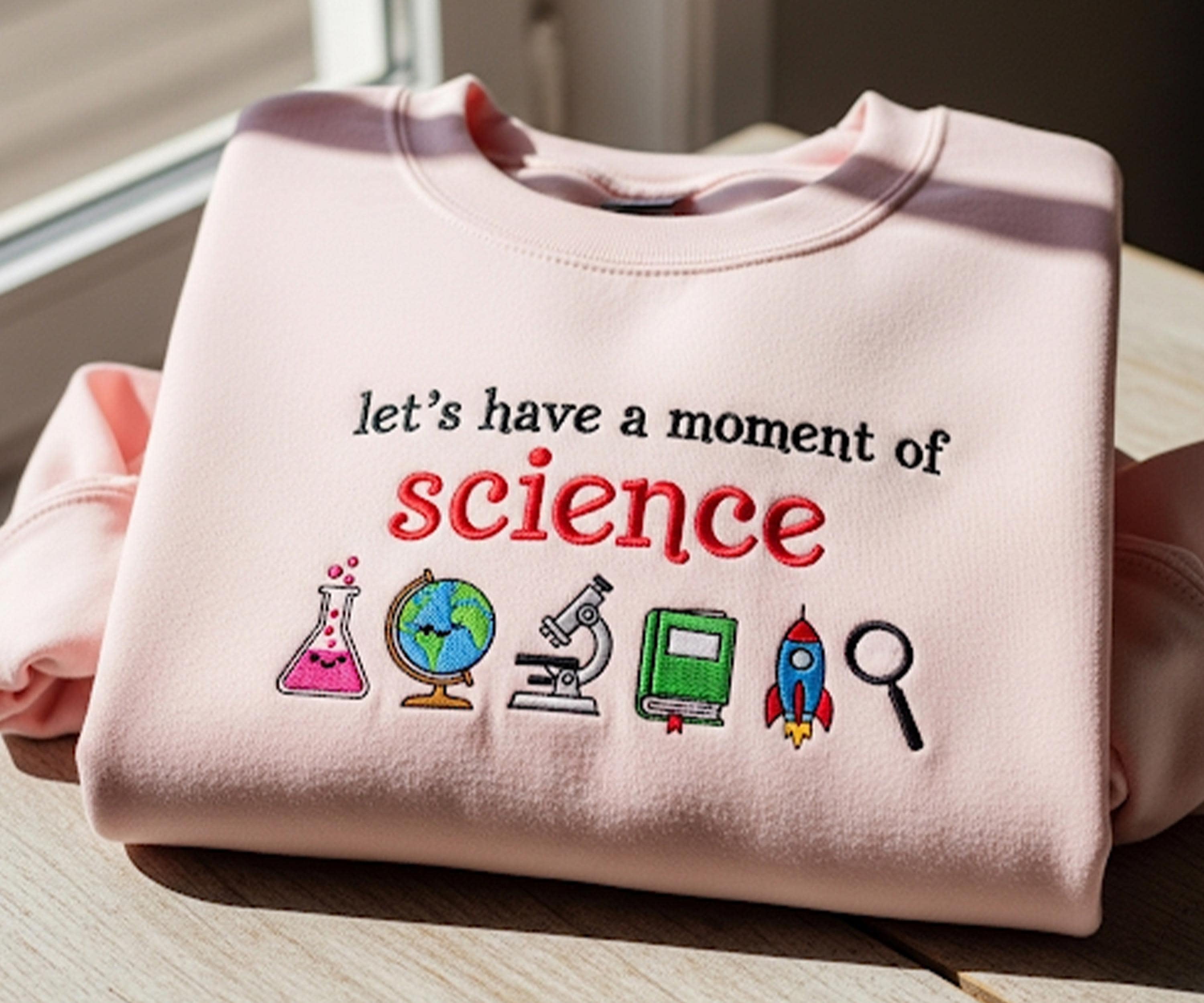 Embroidered STEM Teacher Sweatshirt: Science Lab, Microscope, Rocket ...