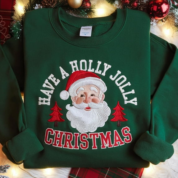 Embroidered Santa Sweatshirt | Vintage Christmas Shirt | Christmas ...