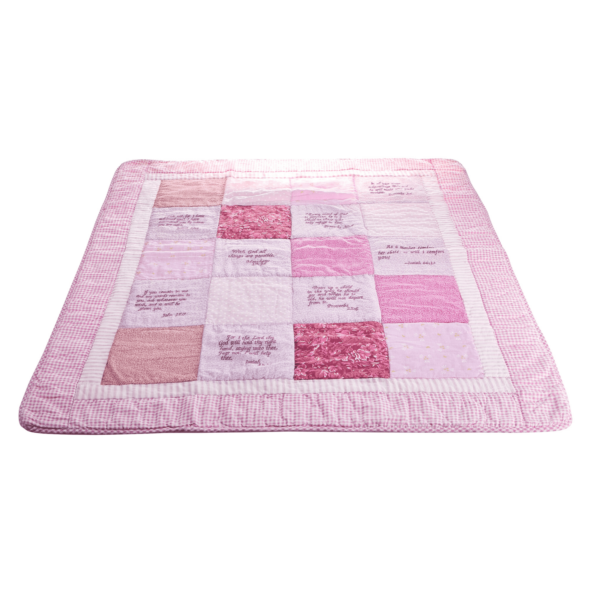 Walmart Cotton Embroidered Scripture Baby Quilt, Pink - Nursery Crib ...
