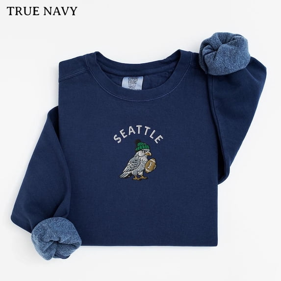 Embroidered Seattle Football Sweatshirt, Seahawks Game Day Crewneck ...