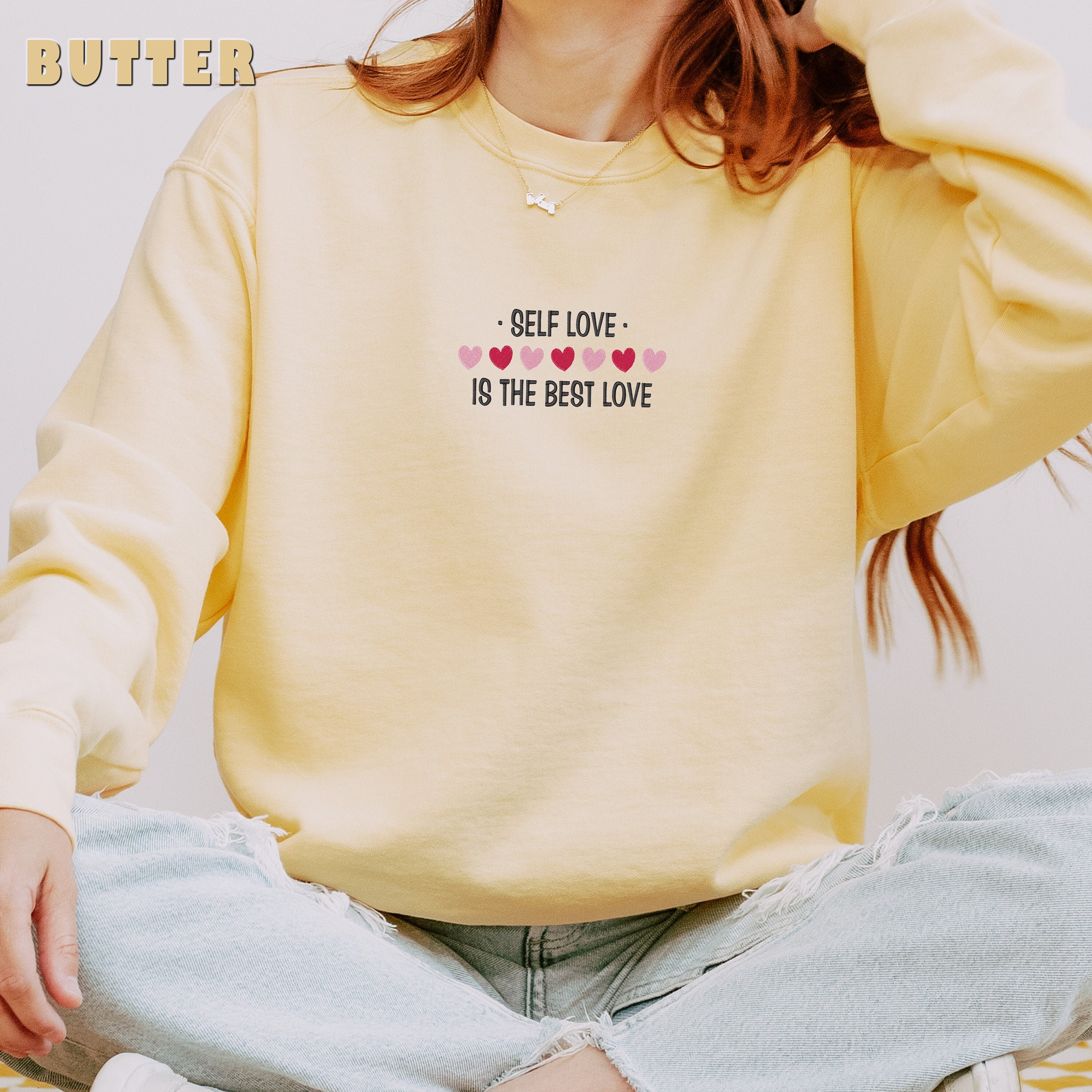 Embroidered Self Love Sweatshirt, Love Yourself Crewneck, Self Care ...