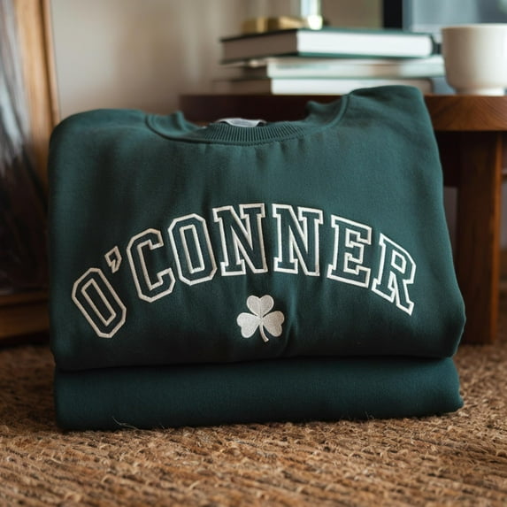 Embroidered Shamrock, Last Name St Patrick's Day Sweatshirt, Irish ...