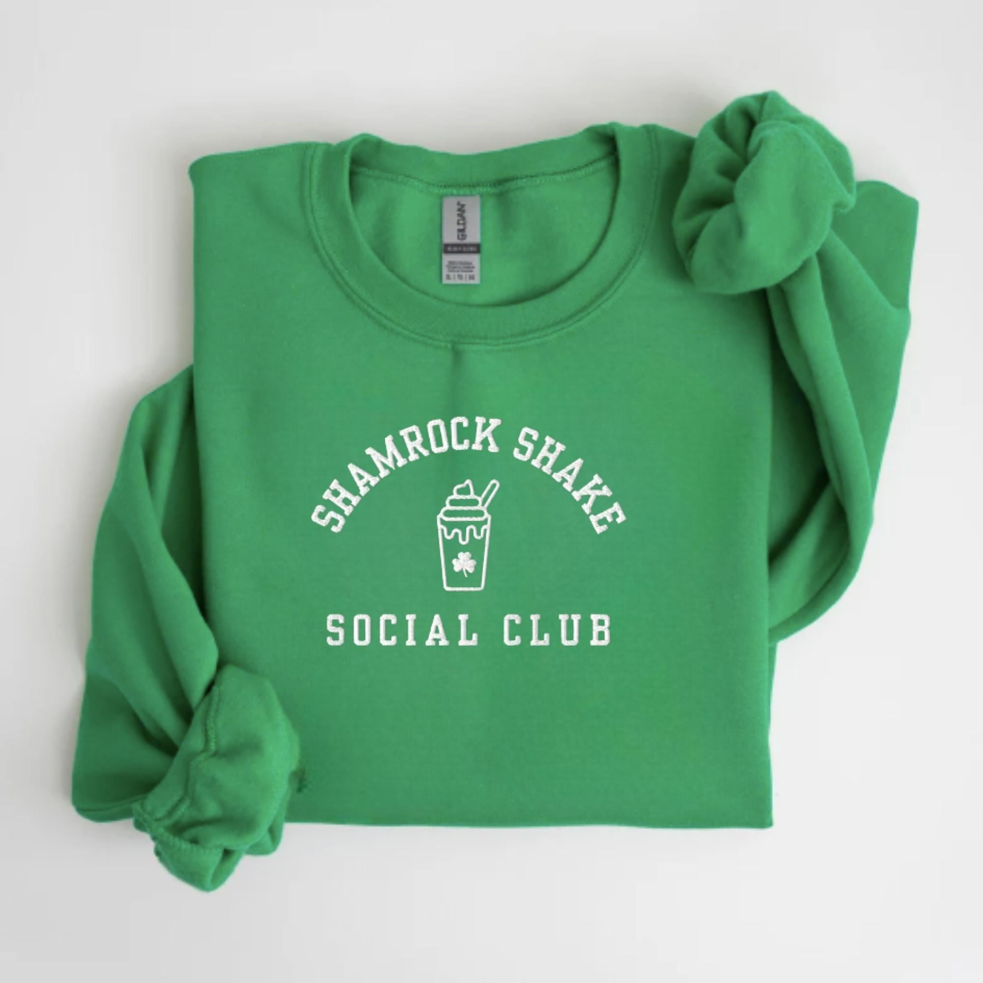Embroidered Shamrock Shake Social Club Sweatshirt, Embroidered St ...