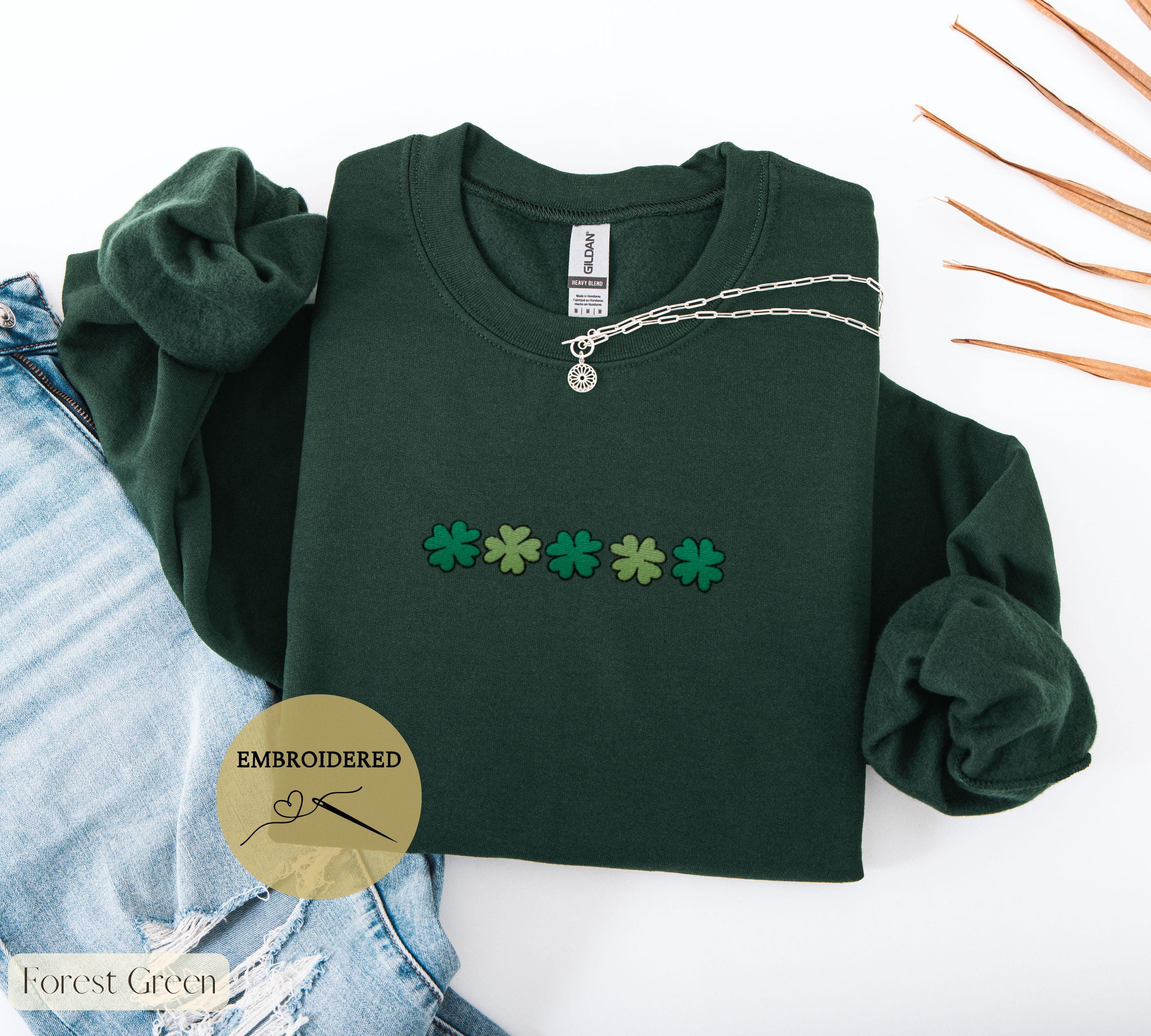Embroidered Shamrock Sweatshirt,Embroidered St Patricks Day Sweatshirt ...