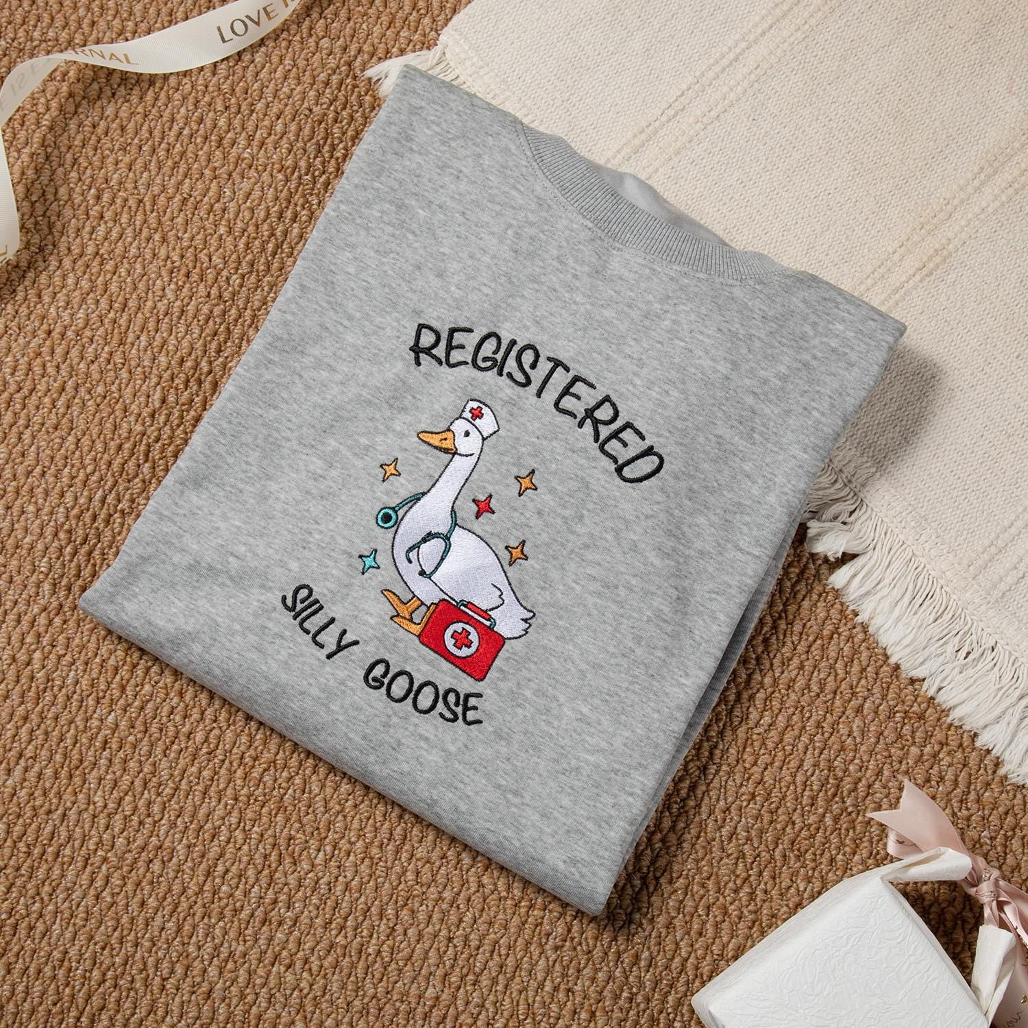 Embroidered Silly Goose Sweatshirt: RN Nurse Gift, Cozy Comfort ...
