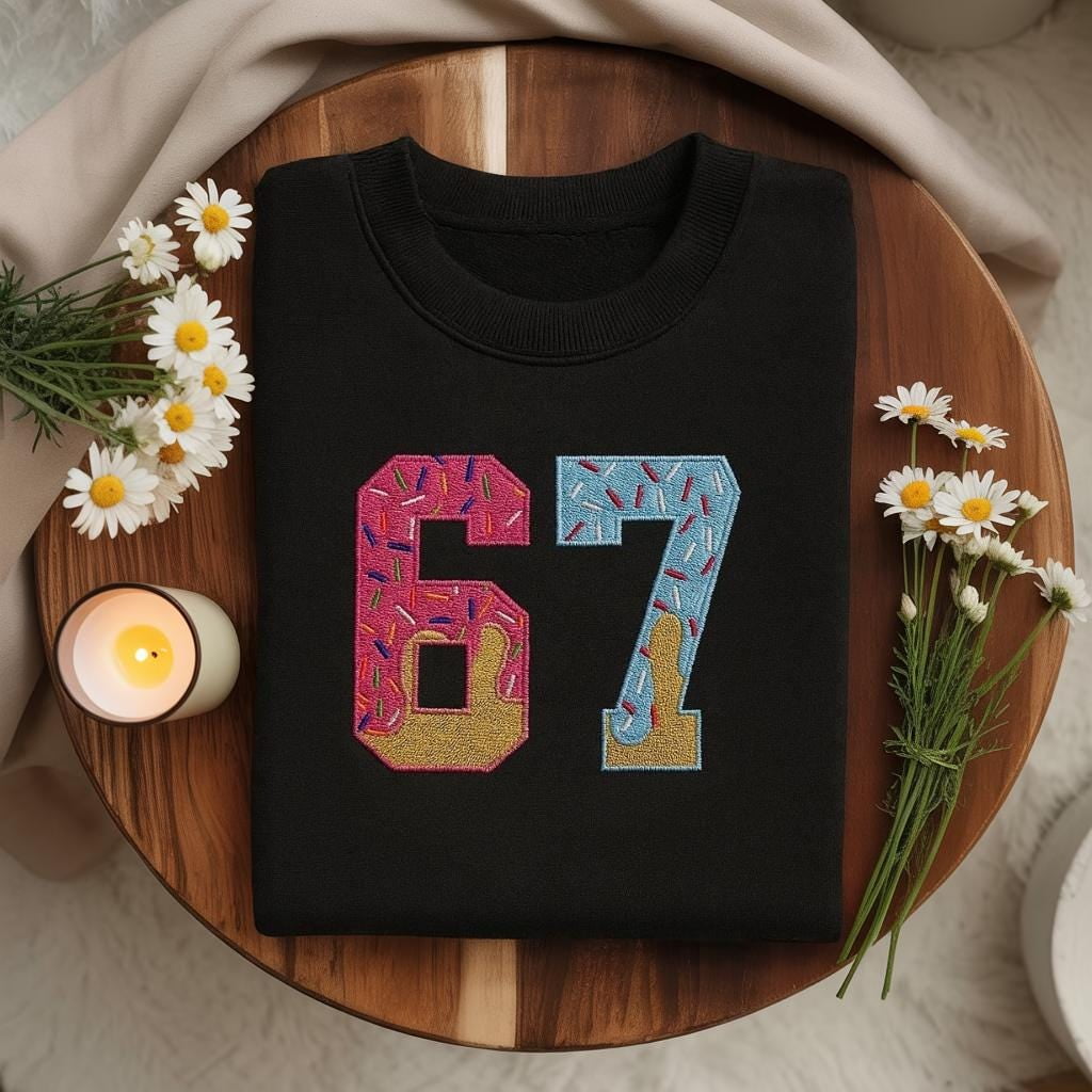 Embroidered Six Seven Ice Cream Drip Sports Cool Meme 67 Shirt, Funny ...