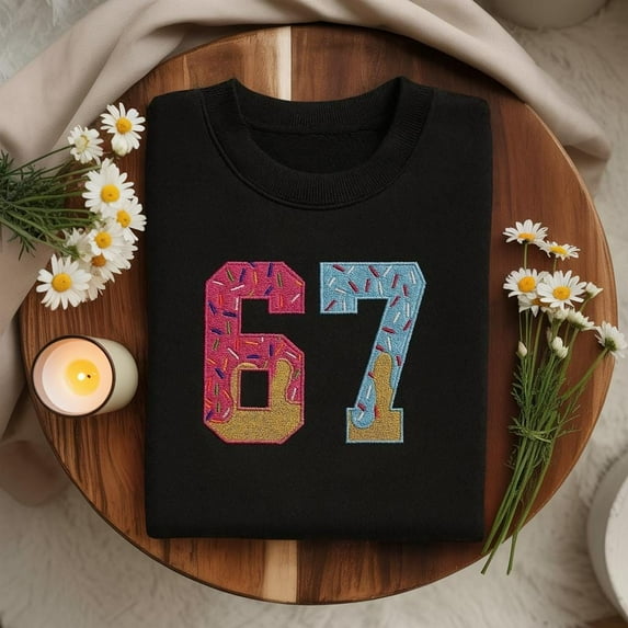 Embroidered Six Seven Ice Cream Drip Sports Cool Meme 67 Shirt, Funny ...
