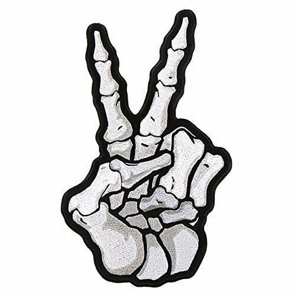 Embroidered Skeleton Peace Sign Patch, Iron-on / Sew-on - Size - 3" x 5 ...