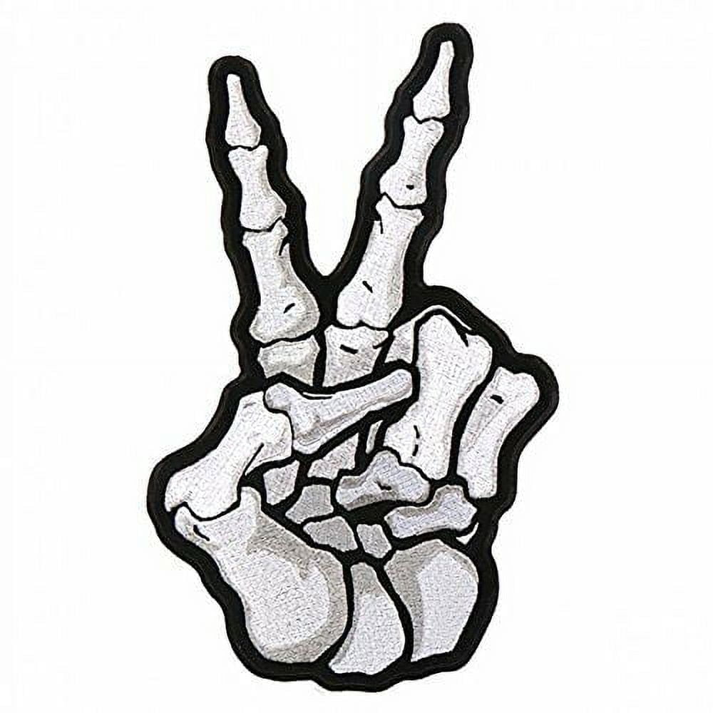 Embroidered Skeleton Peace Sign Patch, Iron-on / Sew-on - Size - 3" x 5 ...
