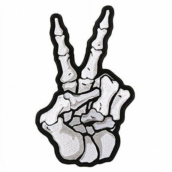 Embroidered Skeleton Peace Sign Patch, Iron-on / Sew-on - Size - 3" x 5 ...