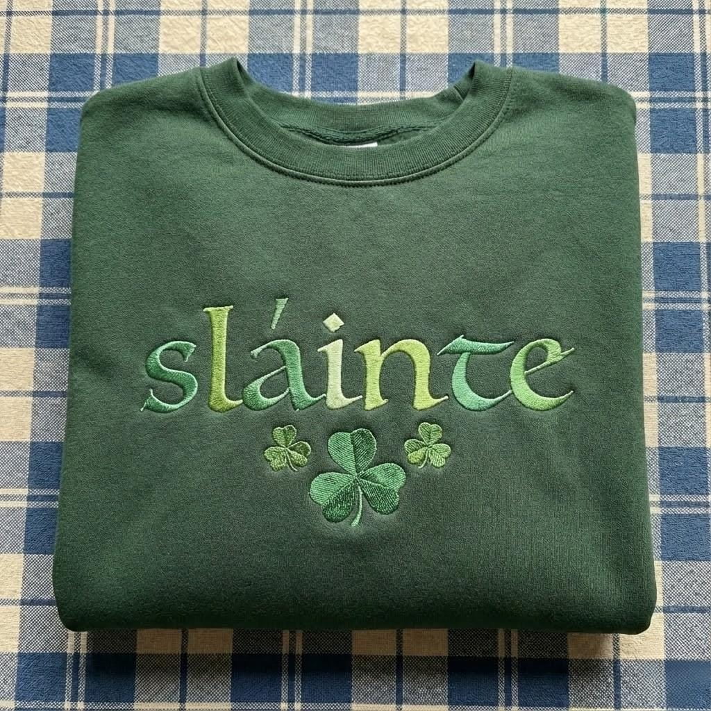 Embroidered Slainte Sweatshirt, Funny Drinking Couple Hoodie, St ...