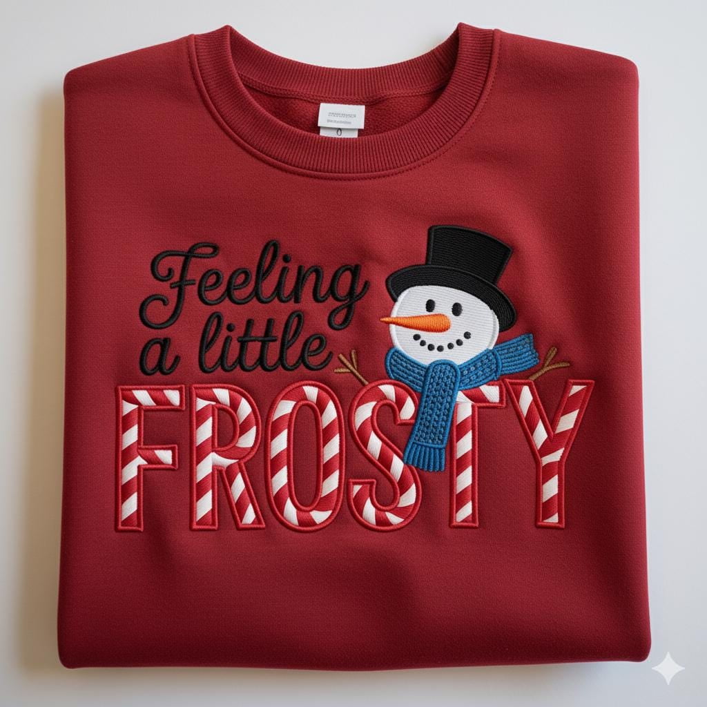 Embroidered Snowman Shirt, Feeling A Little Frosty Peppermint Stripe ...