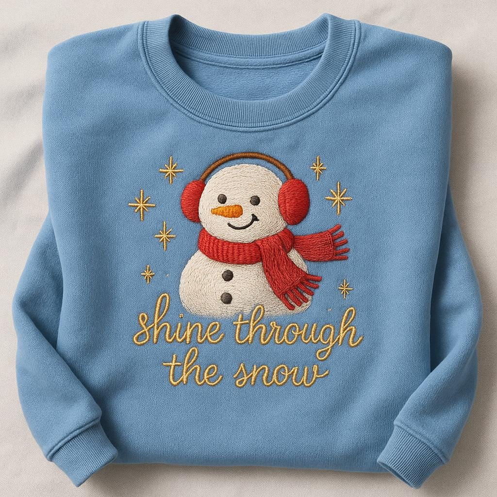 Embroidered Snowman Shirt, Shine Through The Snow Christmas Sweatshirt ...