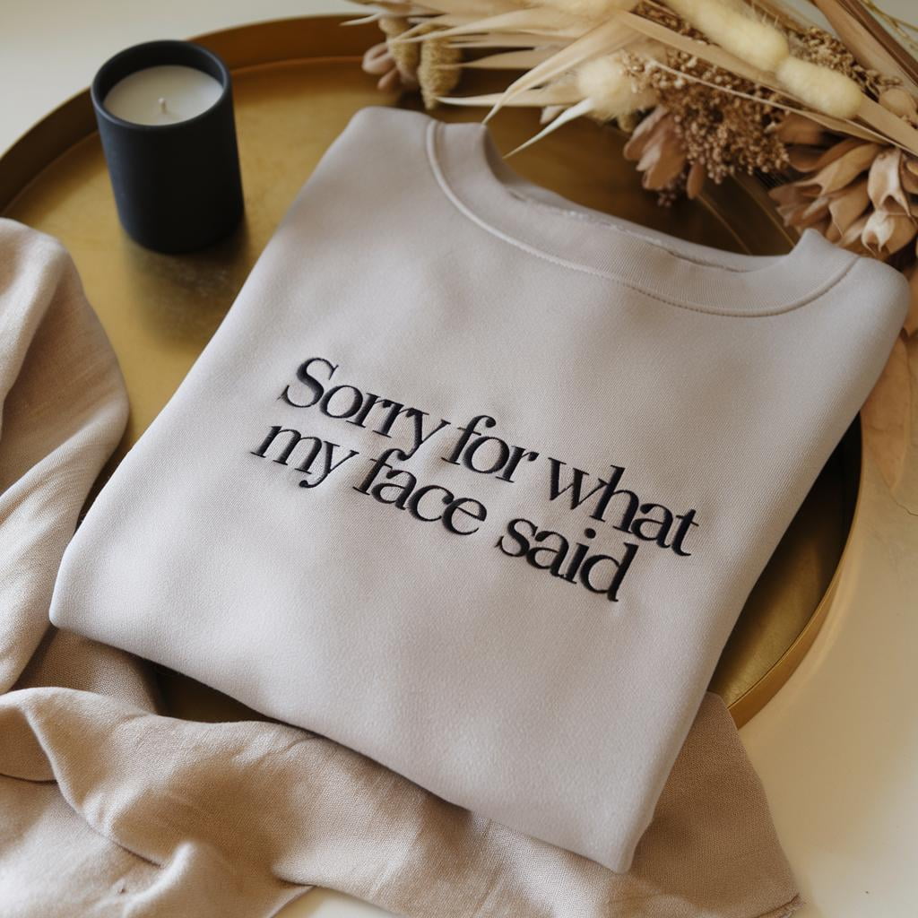 Embroidered Sorry For What My Face Said Sweatshirt, Funny Humor Shirt ...