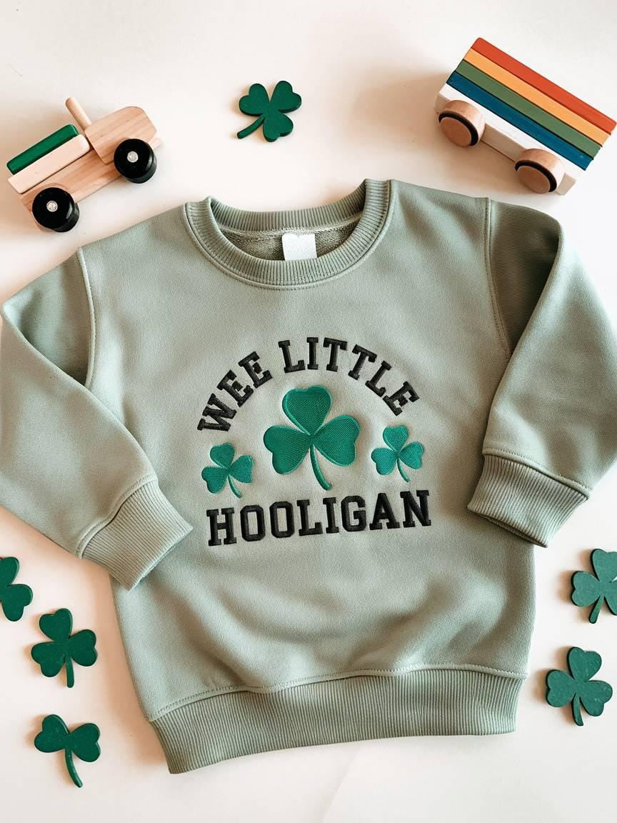 Embroidered St Patricks Day Kids Sweatshirt, Wee Little Hooligan ...