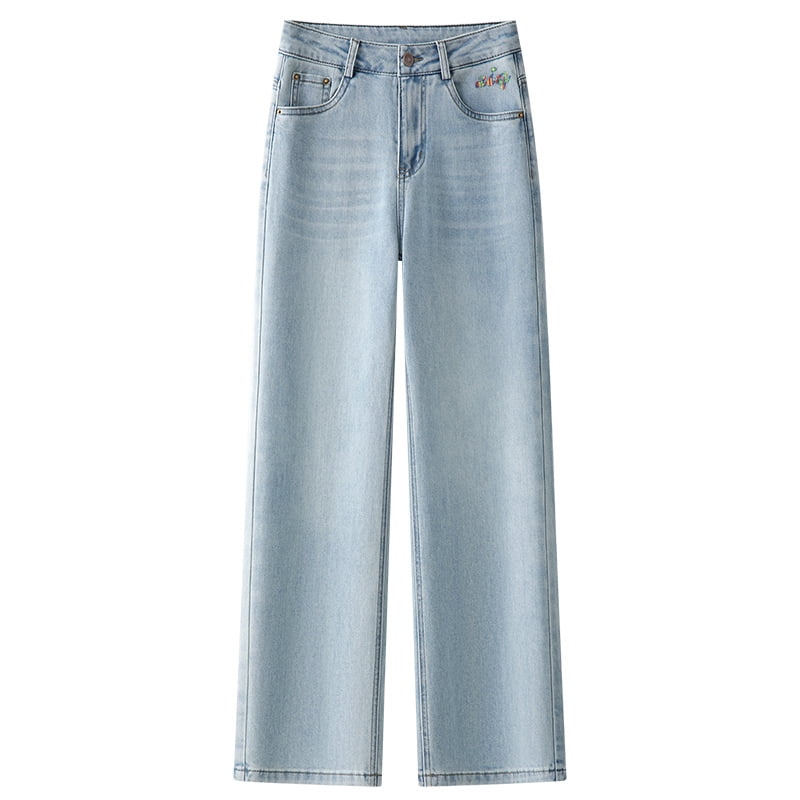 Embroidered Straight Leg Jeans For Women, New Summer Style, High-End ...
