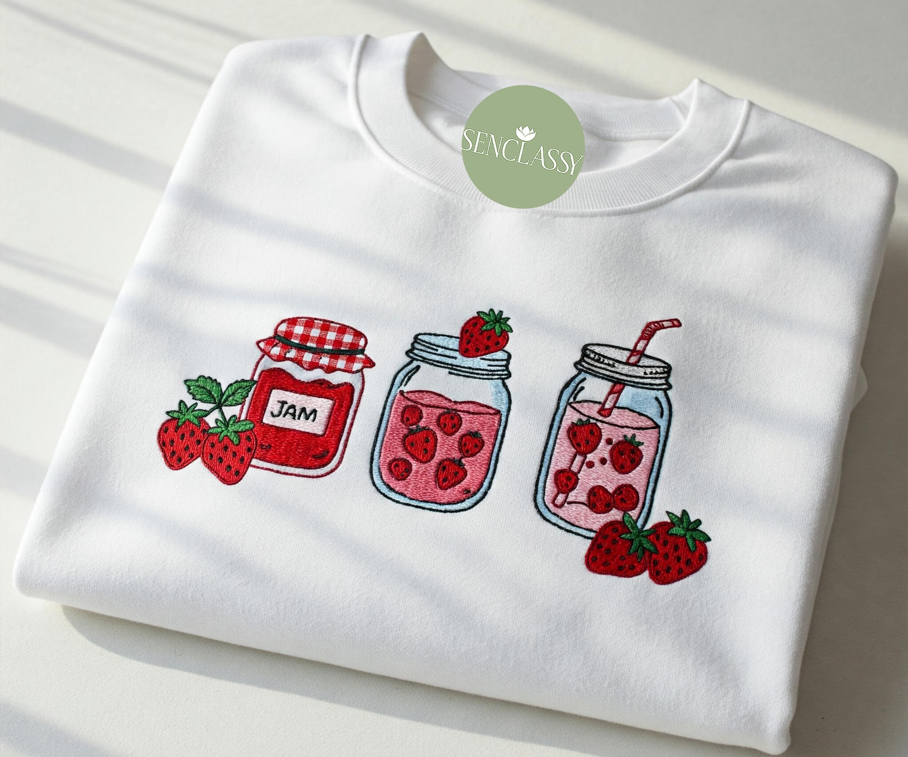 Embroidered Strawberry Shirt, Cute Strawberry Jam Sweatshirt, Fruit ...