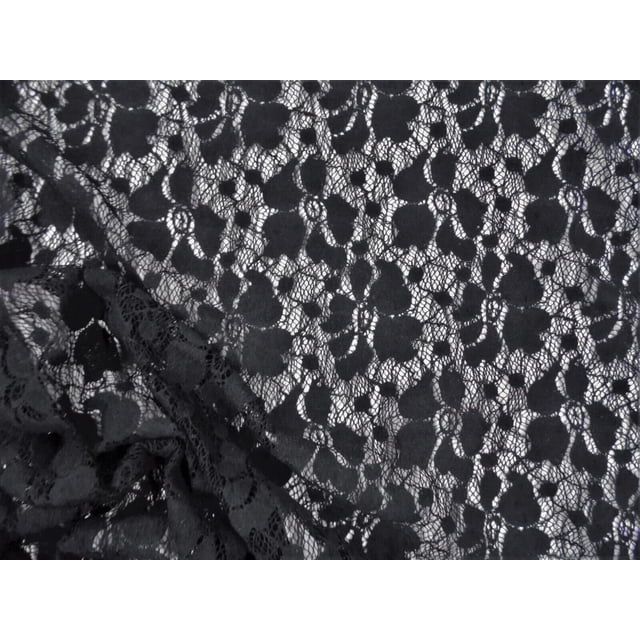 Embroidered Stretch Lace Apparel Fabric Sheer Black Floral EE204 ...