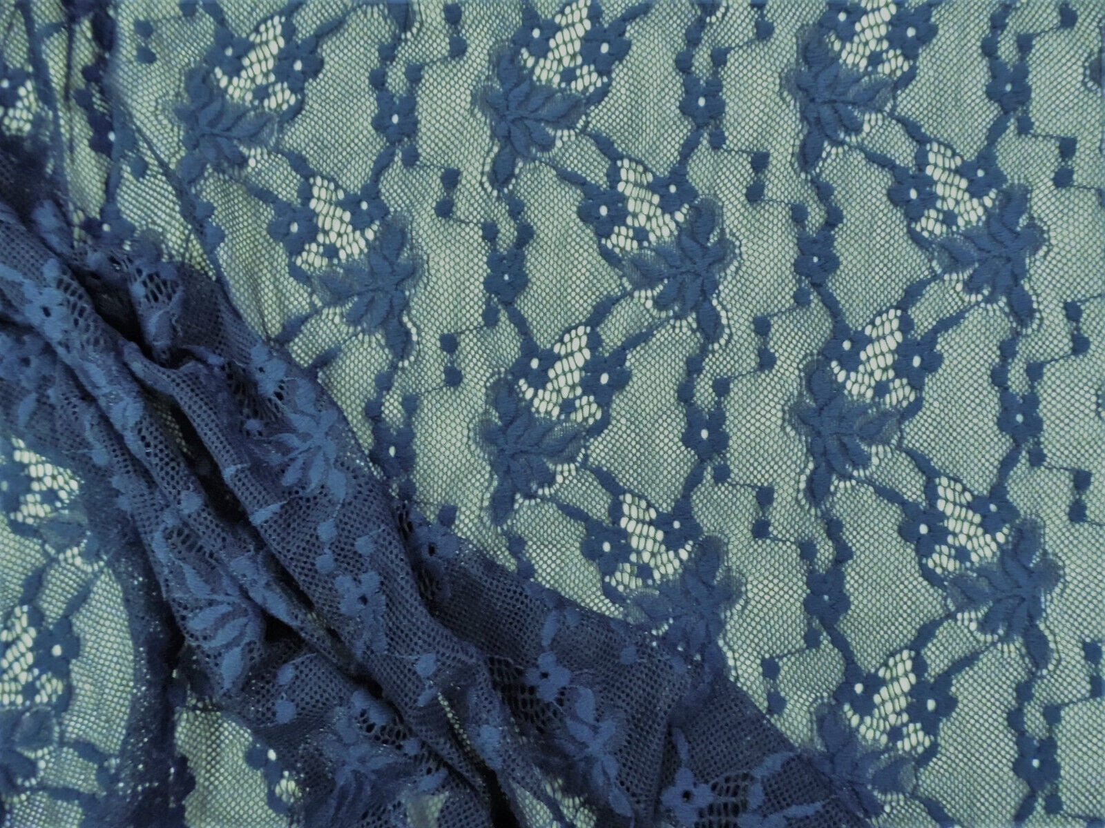 Embroidered Stretch Lace Apparel Fabric Sheer Denim Blue Floral EE403 ...