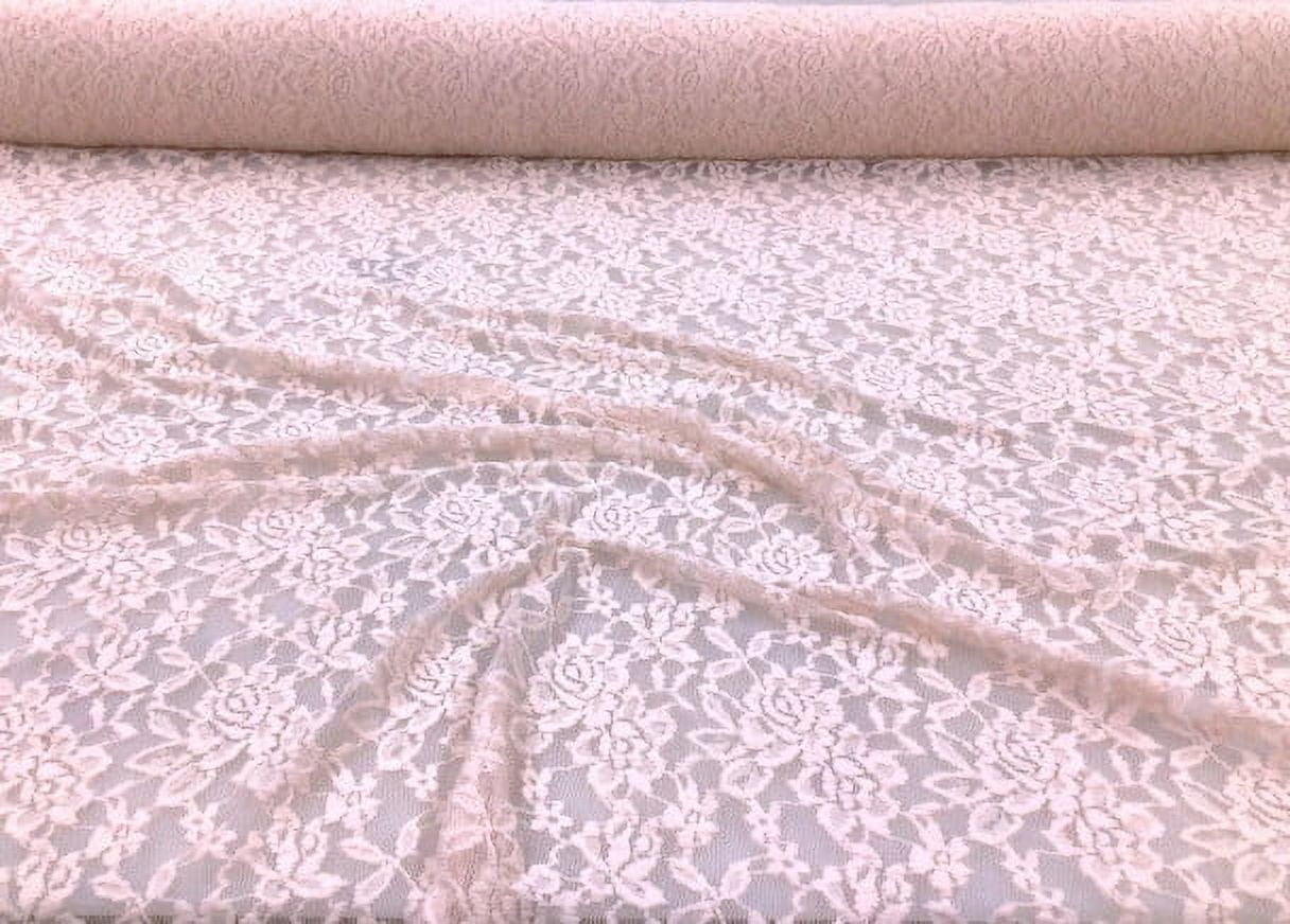 Embroidered Stretch Lace Apparel Fabric Sheer Floral Cloud Pink RR301 ...
