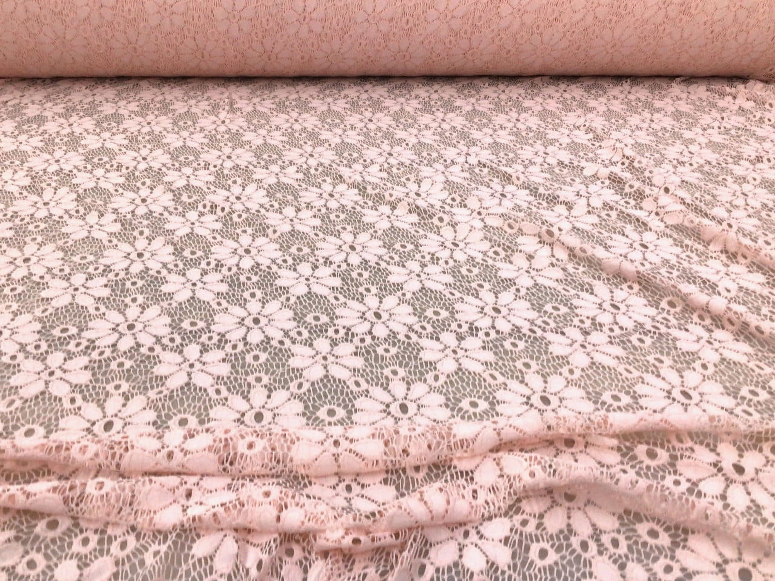 Embroidered Stretch Lace Apparel Fabric Sheer Floral Cloud Pink VV514 ...