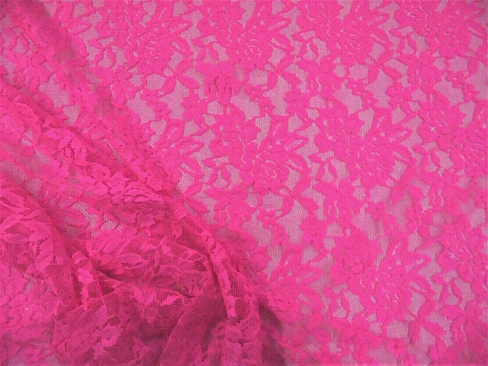 Embroidered Stretch Lace Apparel Fabric Sheer Floral Neon Pink TT201 ...