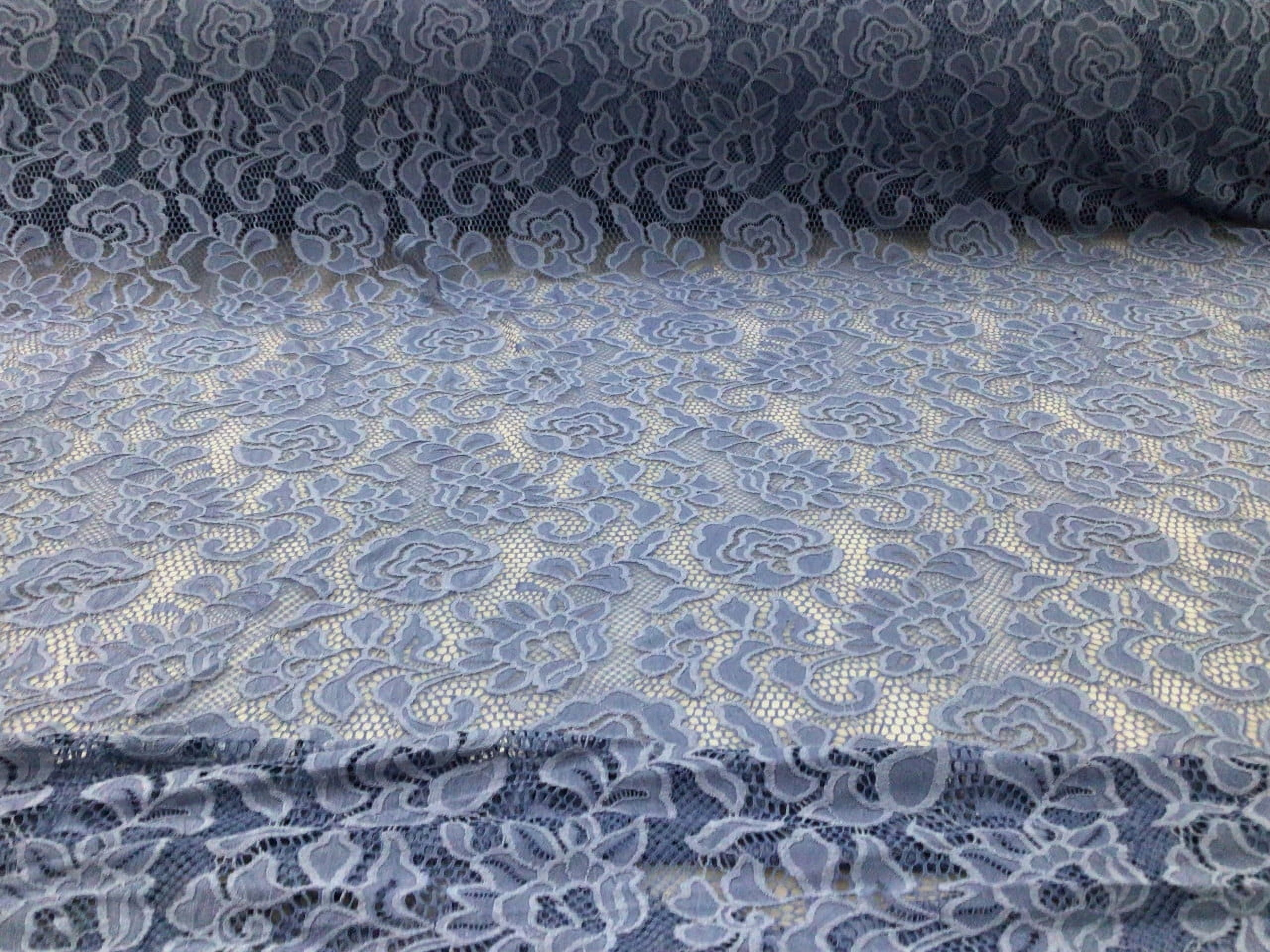 Embroidered Stretch Lace Apparel Fabric Sheer Floral Slate Blue XX510 ...