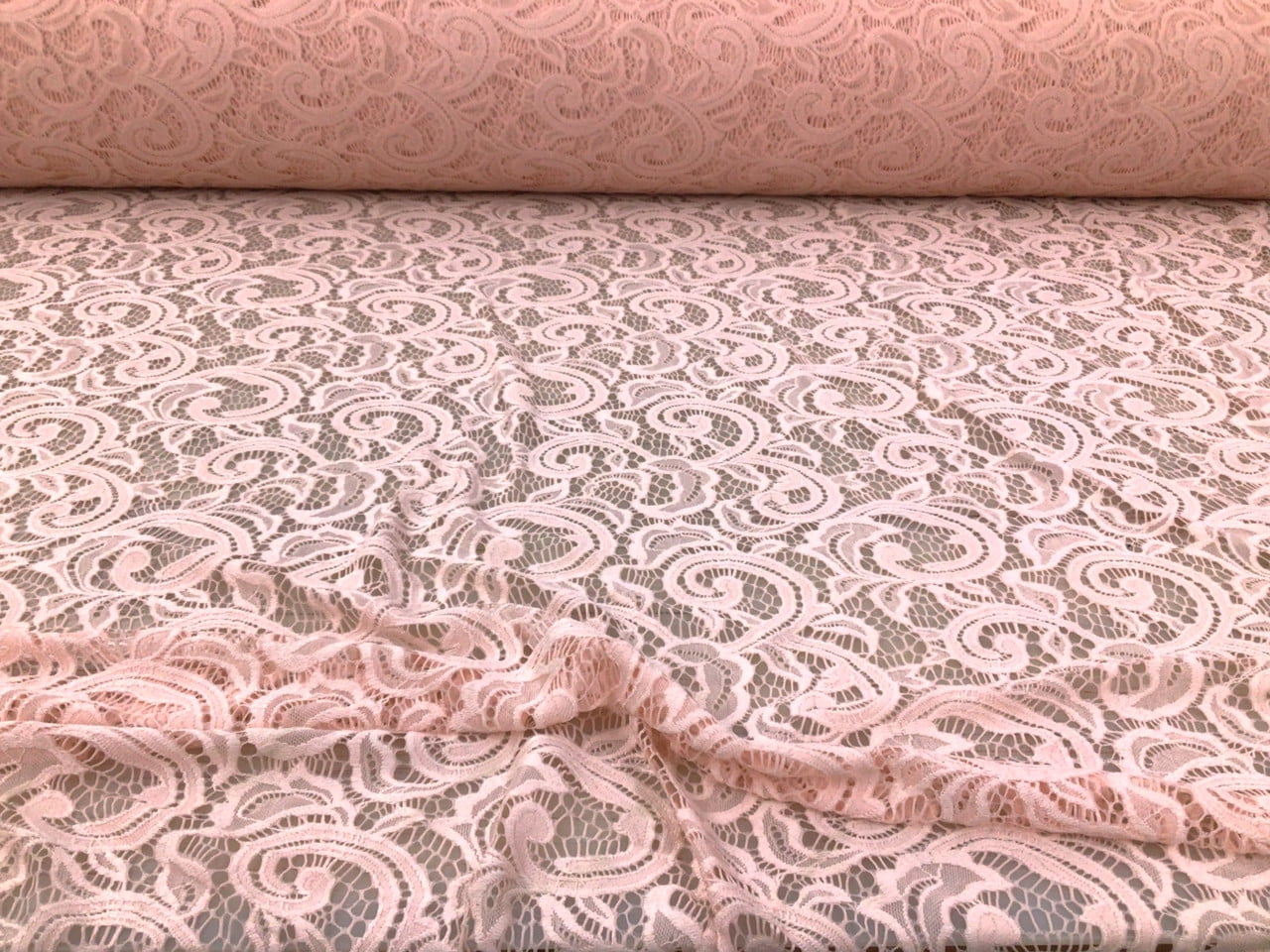 Embroidered Stretch Lace Apparel Fabric Sheer Scrolling Floral Soft ...