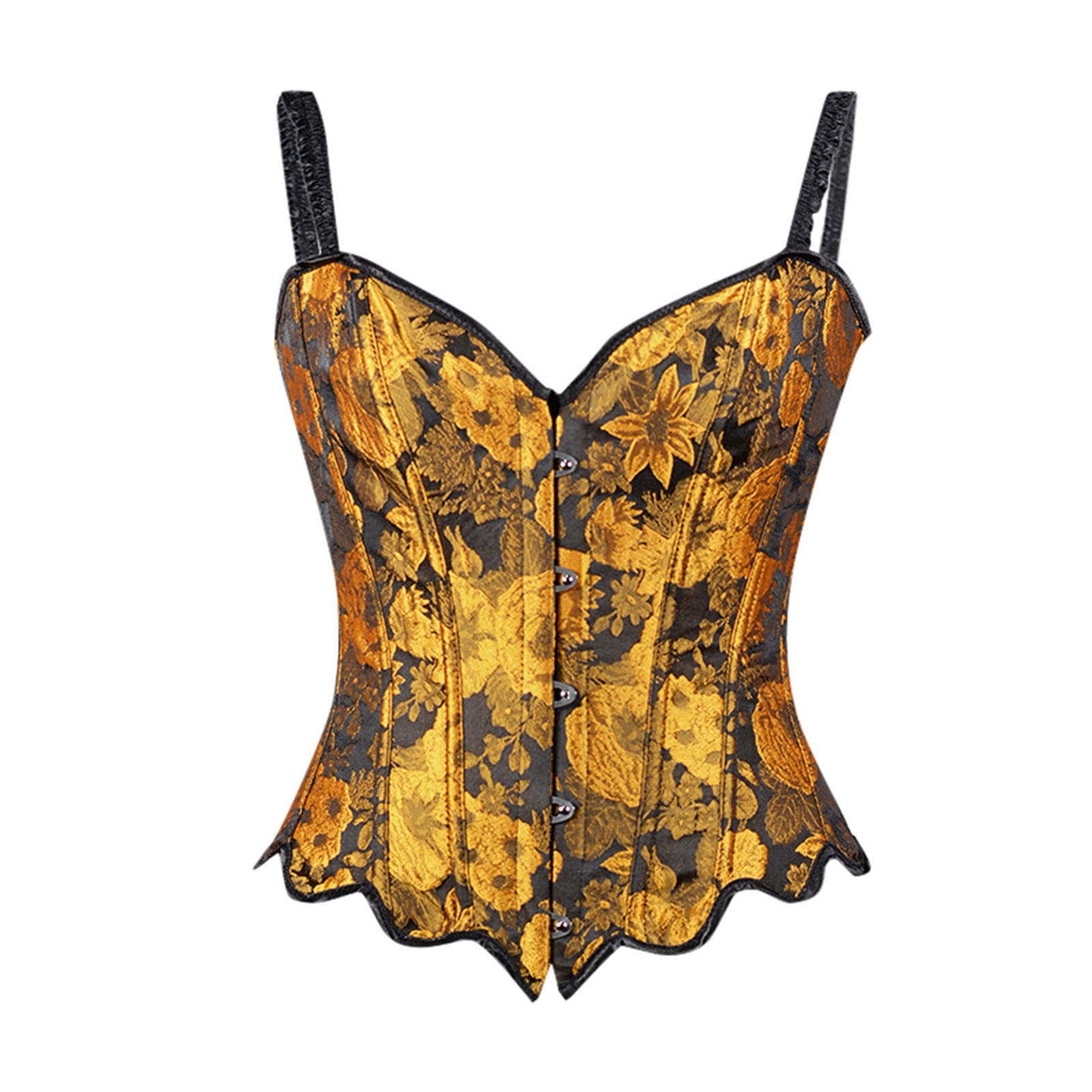 Embroidered Sunflower Co`rset Top Elegant Petal Hemline Fishbone Strap ...