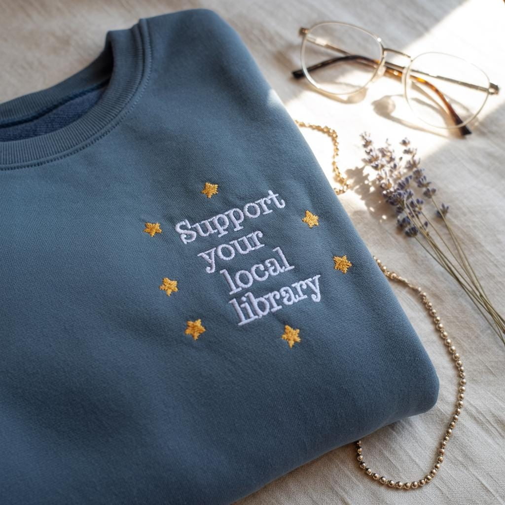 Embroidered Support Your Local Library Sweatshirt, Library Lover ...