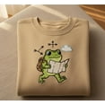 Embroidered Sweatshirt Adventure Frog with Map Cute Explorer Hiking ...
