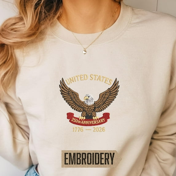 Embroidered Sweatshirt, Vintage American Birthday Hoodie, USA 250th ...