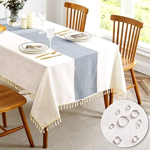 Embroidered Tablecloth for Dining, Rustic Farmhouse Kitchen Table Cloth ...