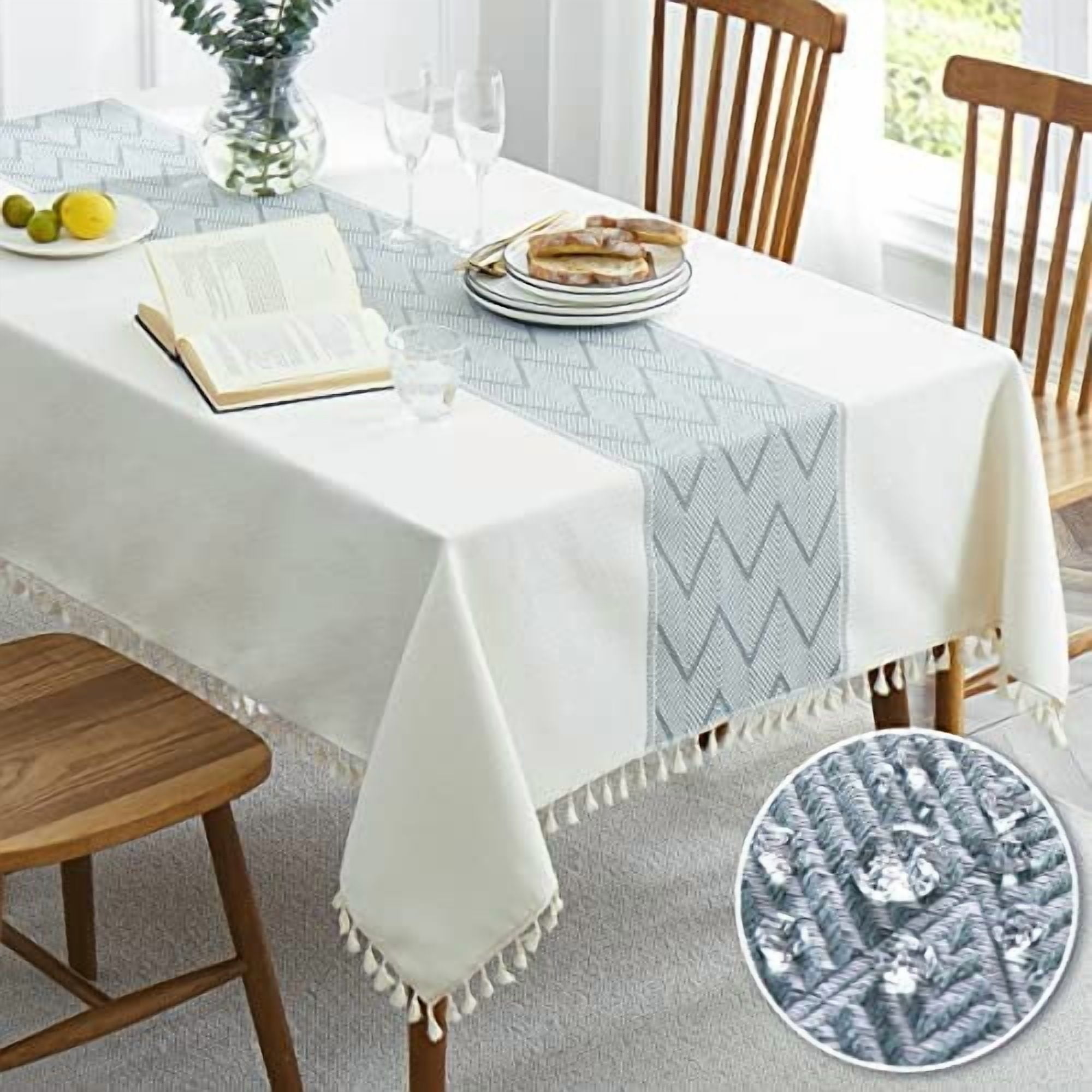 Embroidered Tablecloth for Dining Table,Dust Proof Spillproof Soil ...