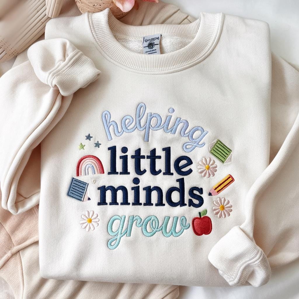 Embroidered Teacher Sweatshirt, Boho Floral Design, Teacher ...