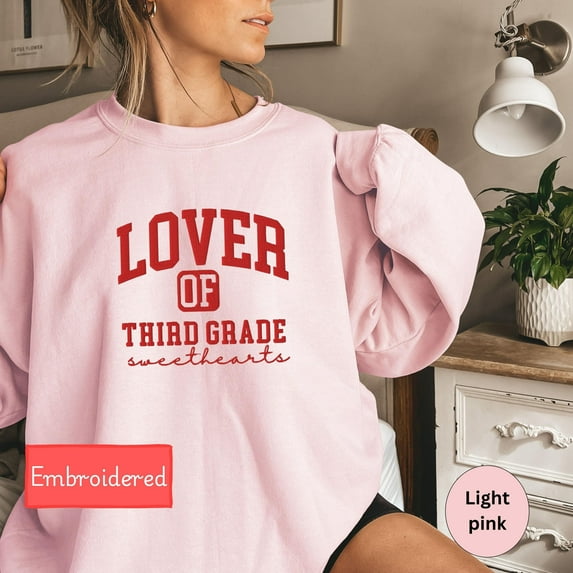 Embroidered Teacher Sweatshirt Valentines, Third Grade Teacher Valentines Day Gift, Teacher ...