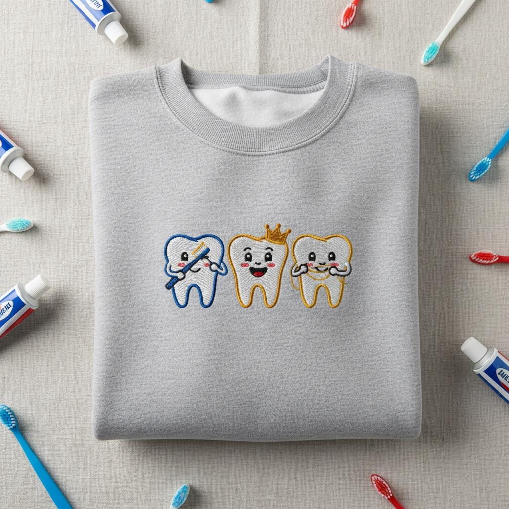 Embroidered Teeth Hoodie, Happy Healthy Tooth Sweatshirt, Orthodontic ...