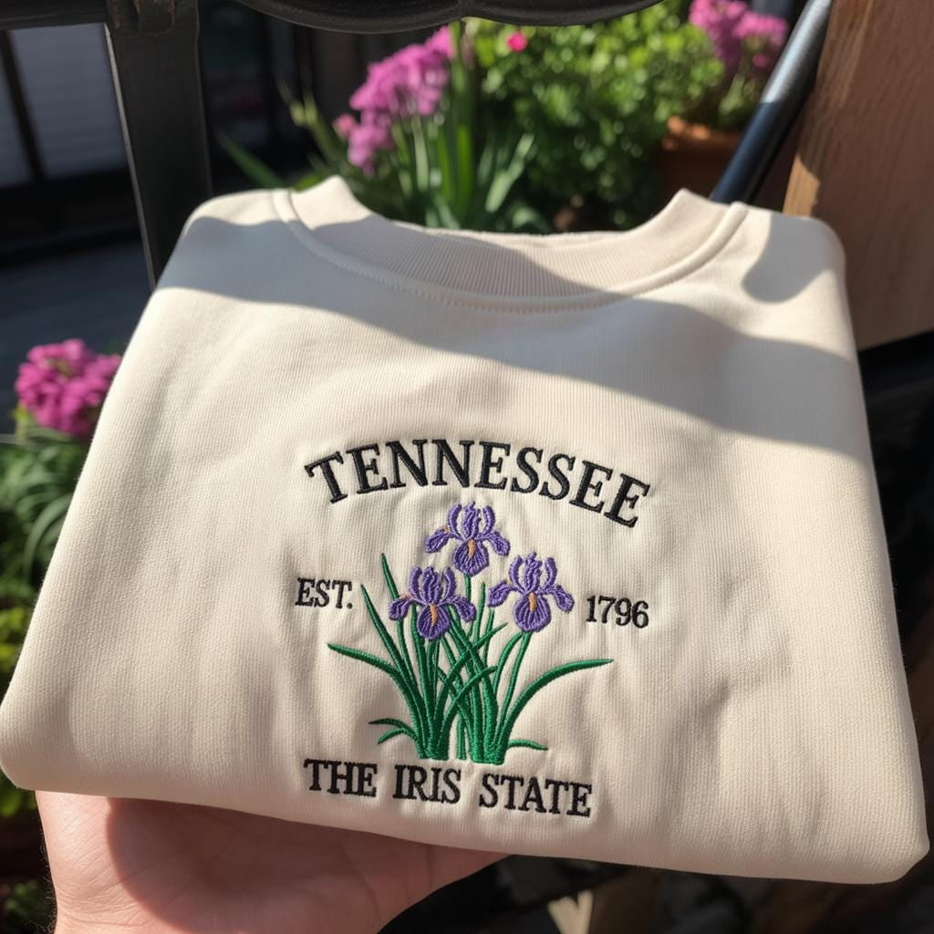 Embroidered Tennessee Flower Iris State Sweatshirt, Tennessee Est 1796 ...