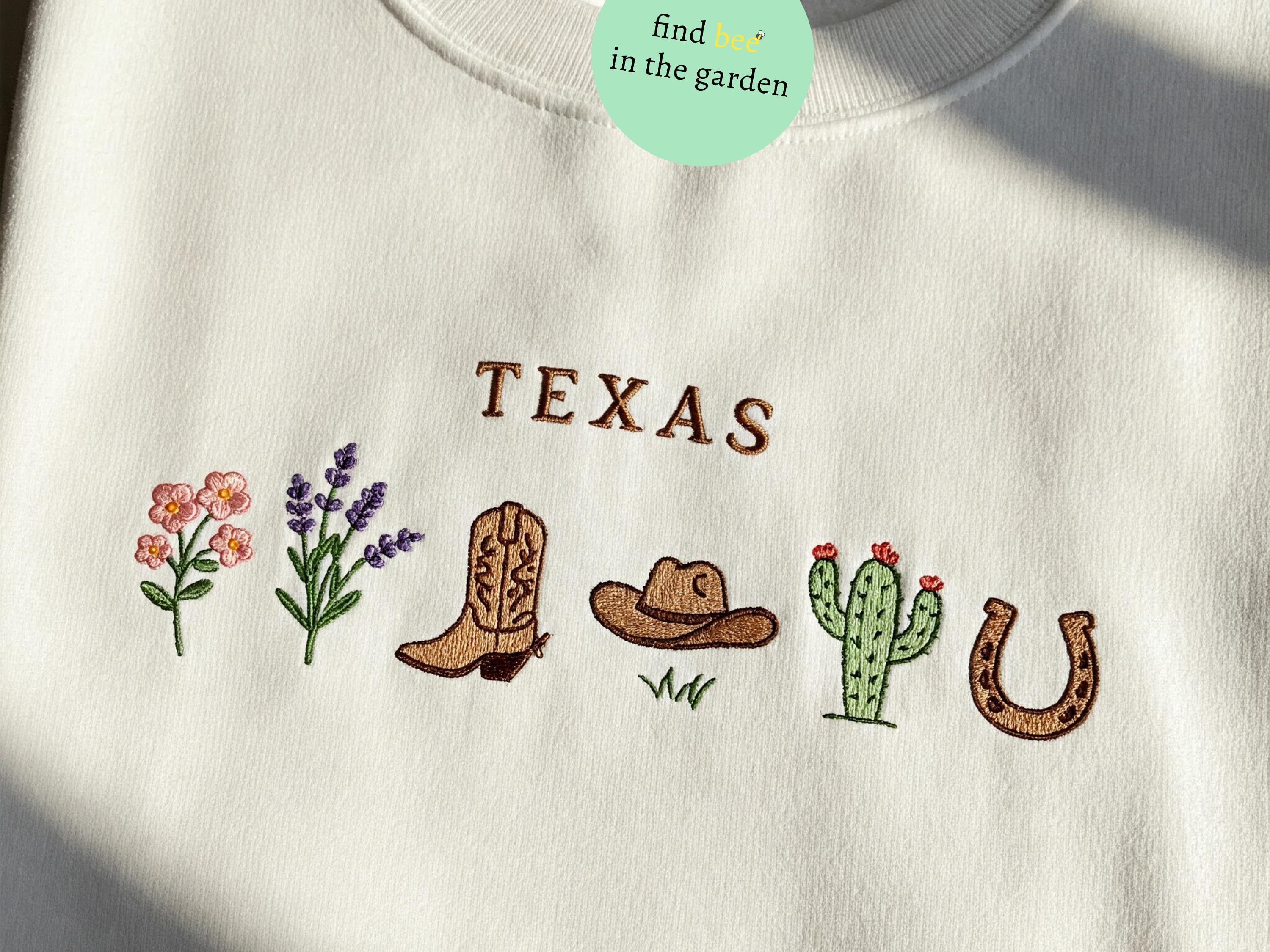 Embroidered Texas Bluebonnet Sweatshirt, US State Flower Shirt, Texas ...