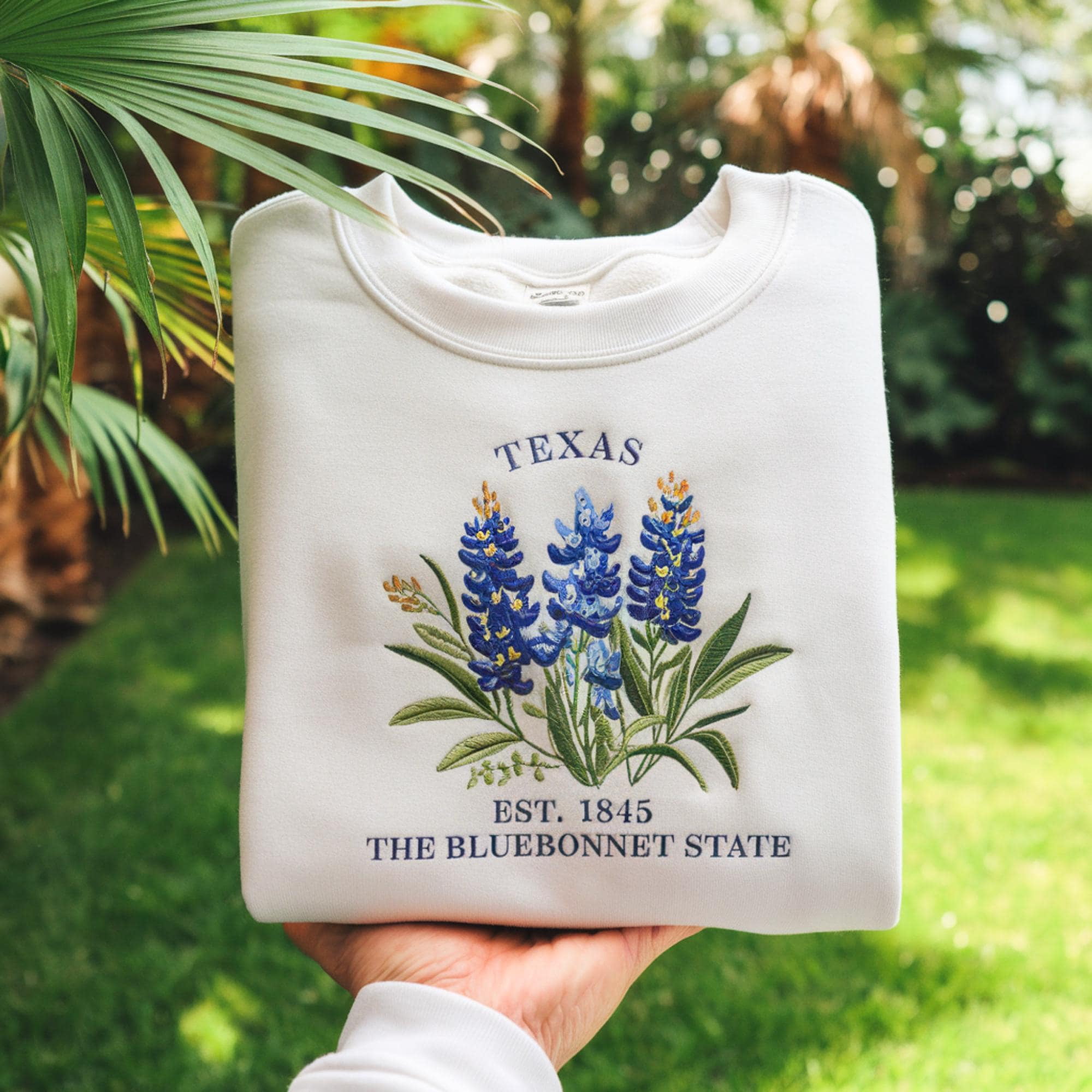 Embroidered Texas Bluebonnet Sweatshirt | US State Flowers Embroidery ...