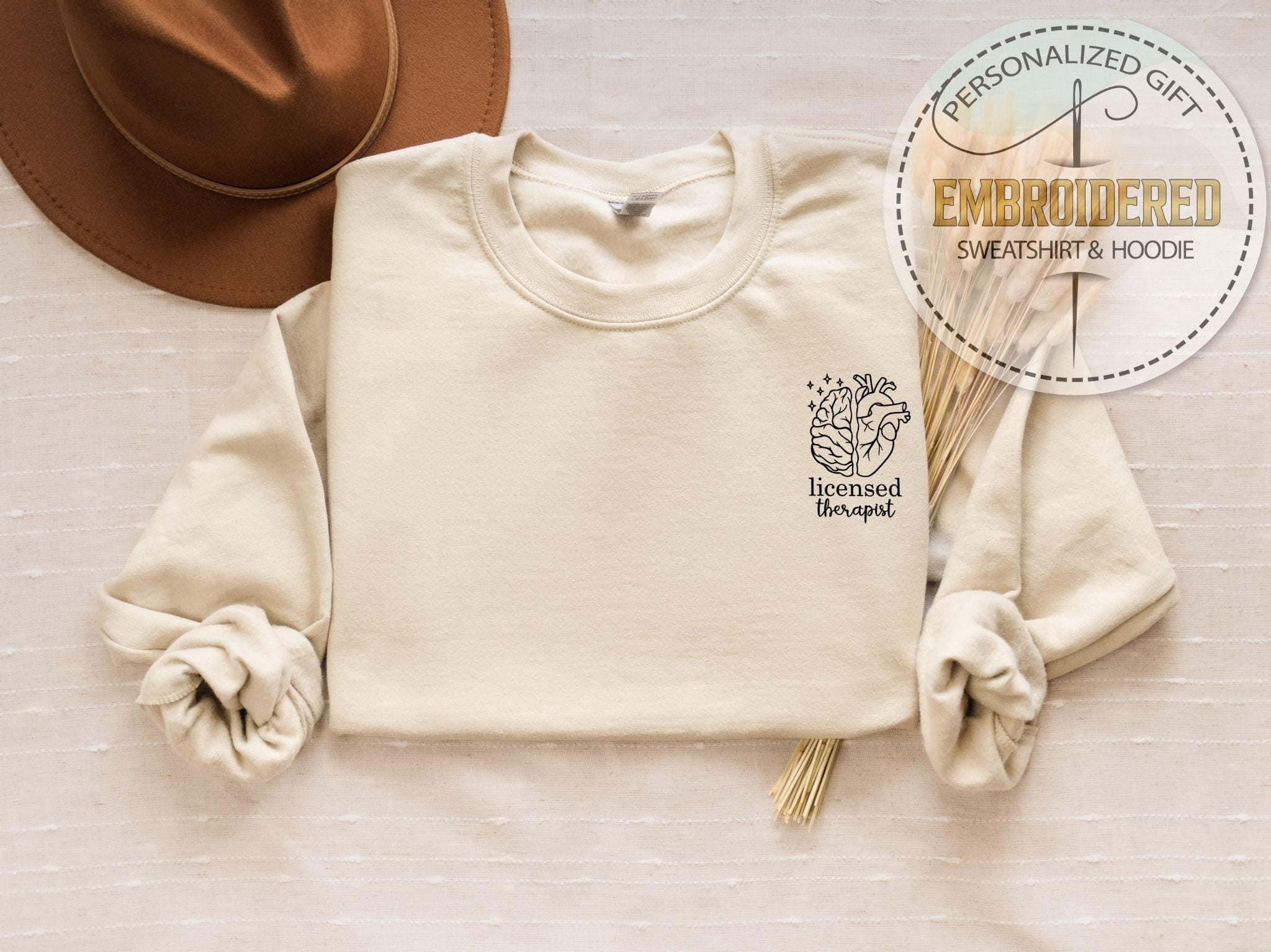 Embroidered Therapist Sweatshirt, Licensed Therapist Hoodie, Mental ...