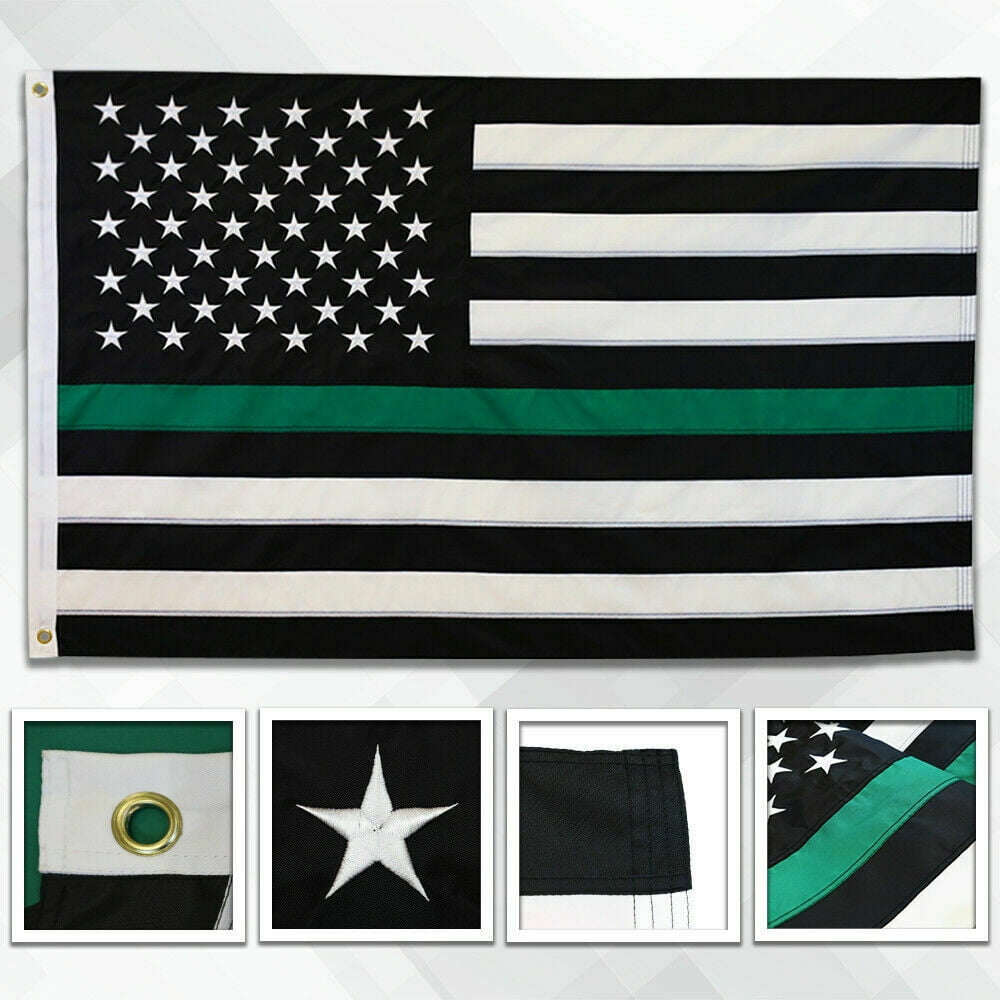 Embroidered Thin Green Line Flag 3x5ft Green Line House Flag 3'x5 ...
