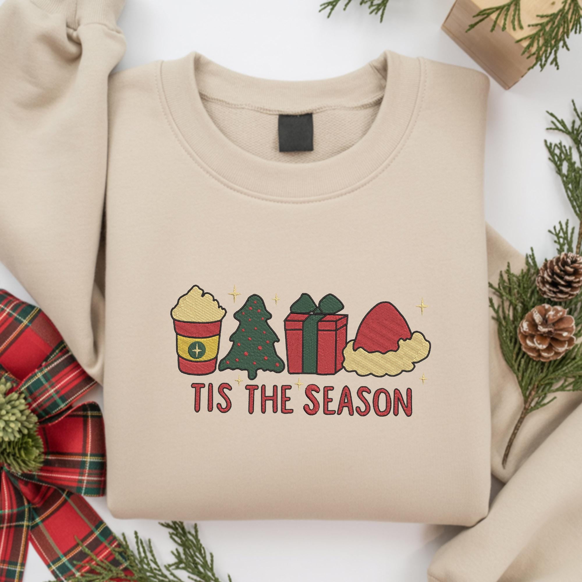 Embroidered Tis The Season Sweatshirt - Merry Christmas Crewneck ...