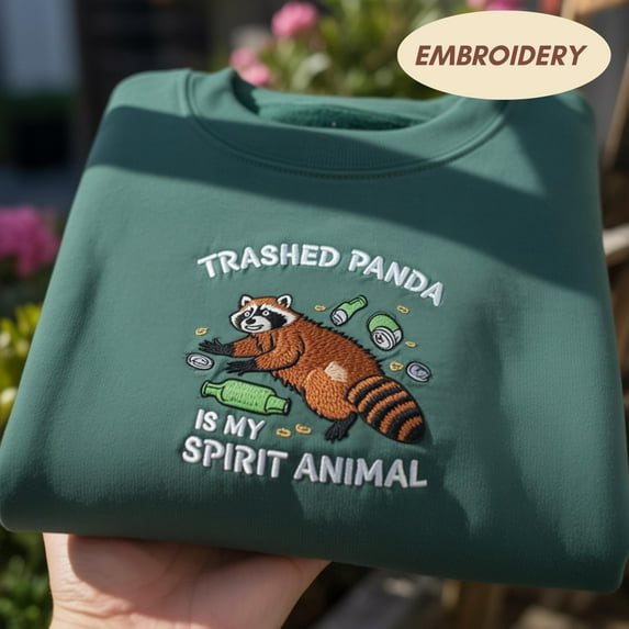 Embroidered Trashed Panda Is My Spirit Animal Shirt, Funny Raccoon ...