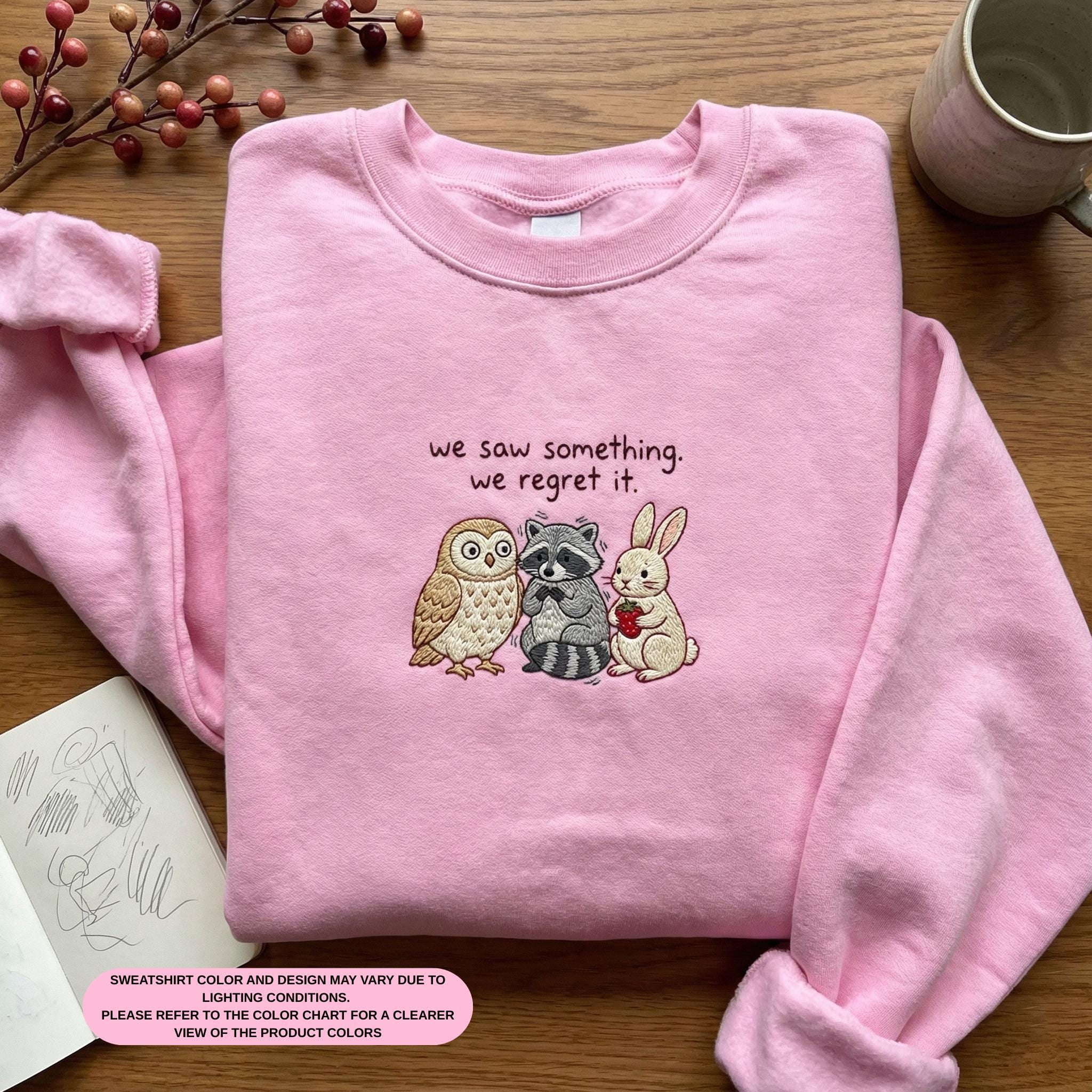 Embroidered Traumatized Animals Sweatshirt, Funny Regret Hoodie, Scared ...